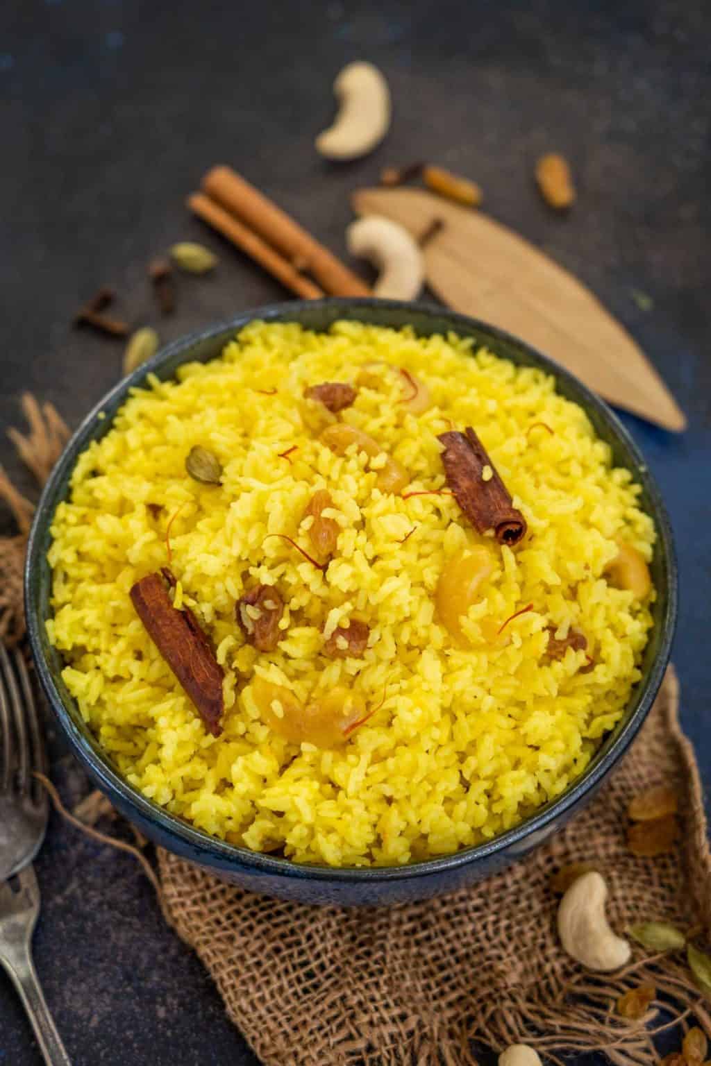 Basanti Pulao Recipe (Holud Mishti Pulao) - Whiskaffair