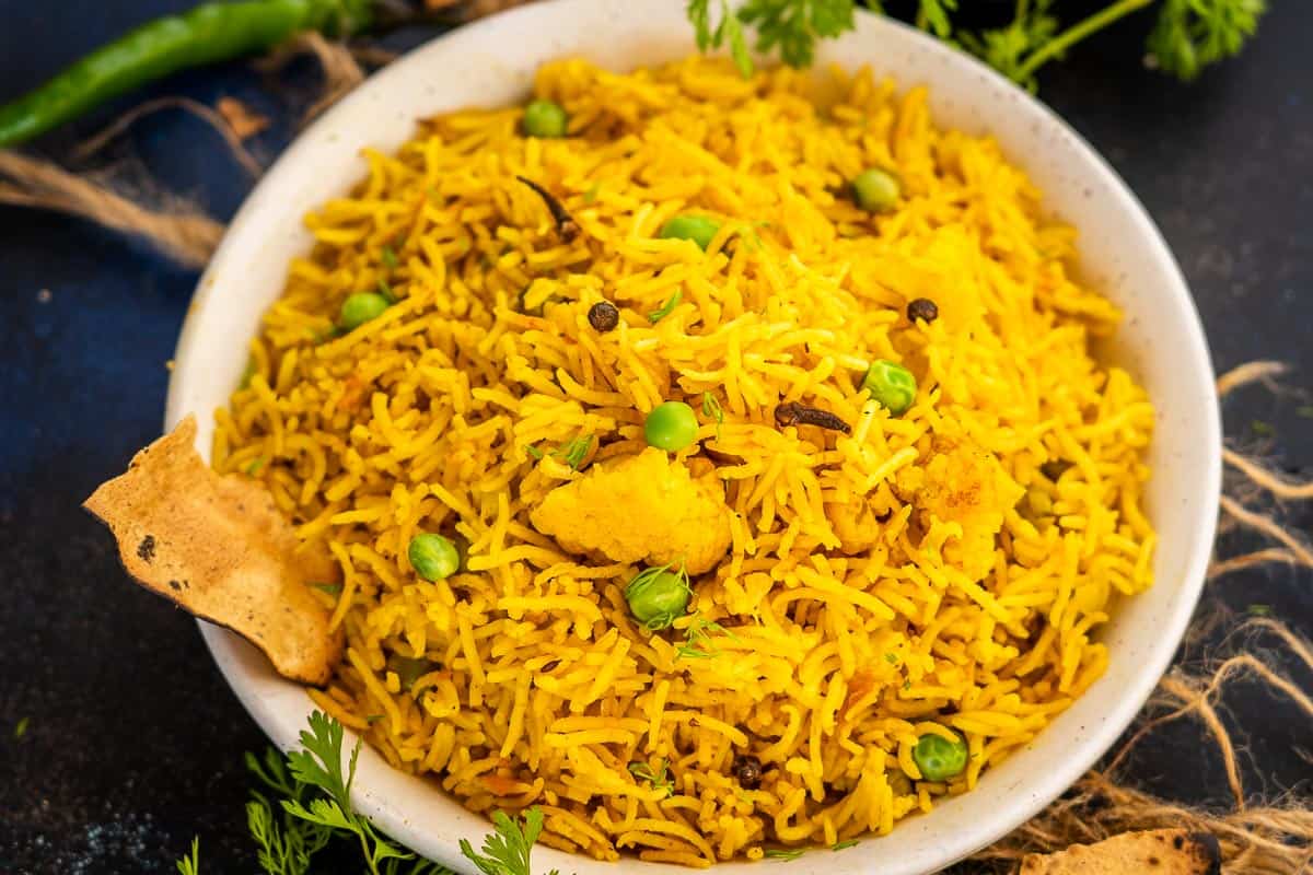 Tahri Recipe (Tehri, UP Style Spiced Vegetable Rice) + Video