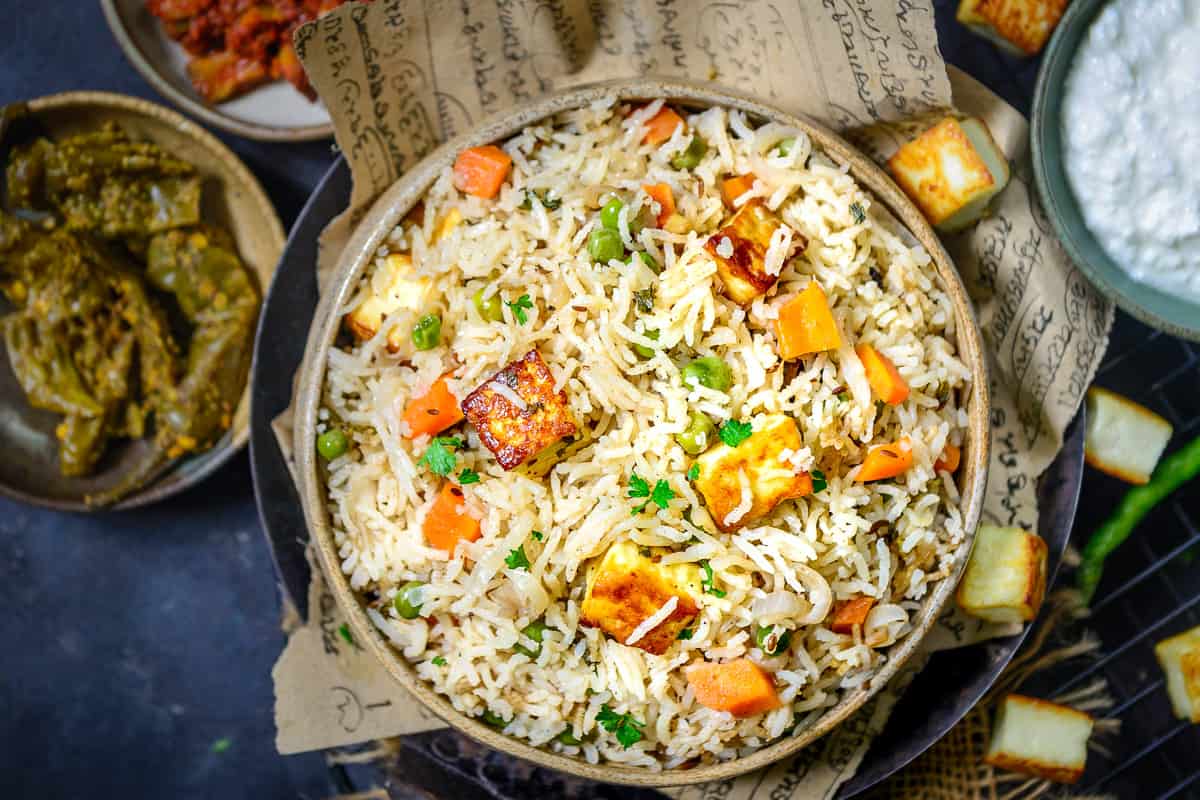 Paneer Pulao Recipe (Step by Step + Video) - Whiskaffair