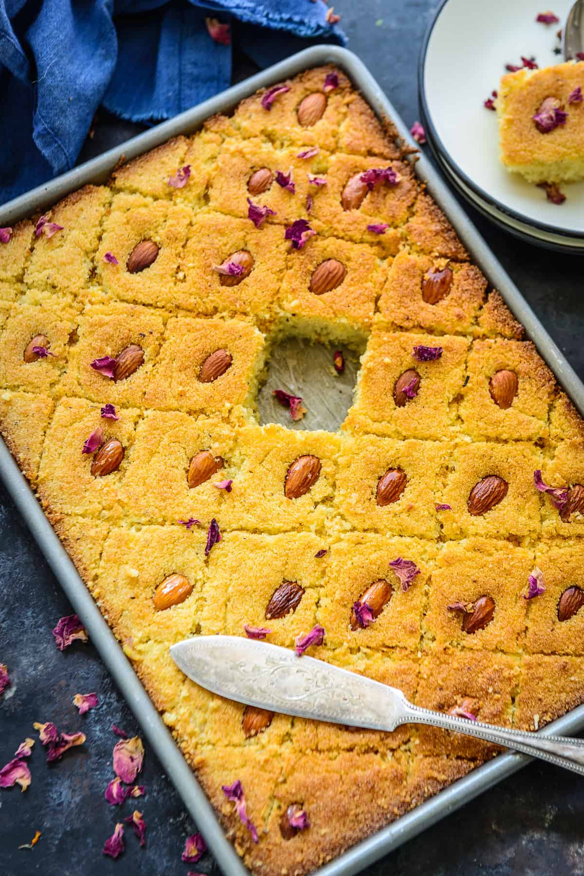Basbousa Recipe (Middle Eastern Coconut Semolina Cake)