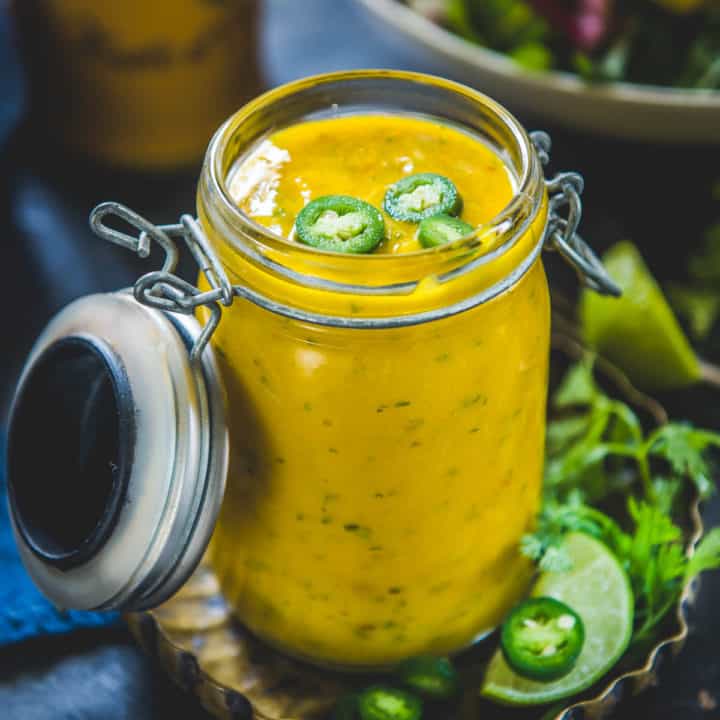 Sweet and Spicy Mango Salad Dressing Recipe + Video - Whiskaffair