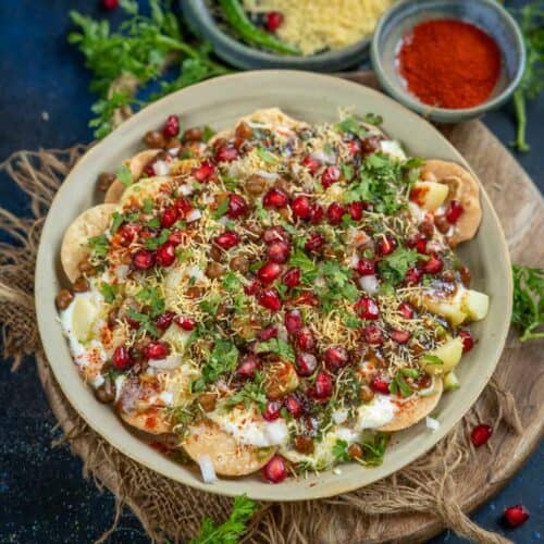 Indian Street Style Dahi Papdi Chaat Recipe (Papri Chaat) + Video