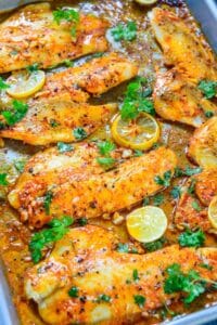 Spicy Lemon Garlic Baked Tilapia Recipe + Video