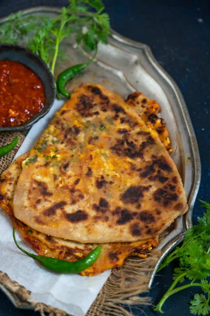 Schezwan Paneer Paratha Recipe - Whiskaffair