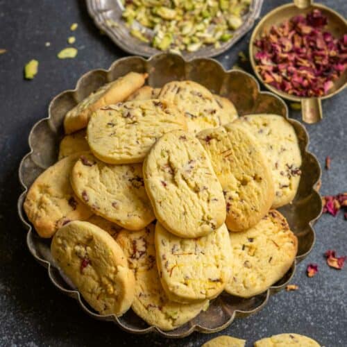 Kesar Pista Shortbread Cookies Recipe - Whisk Affair